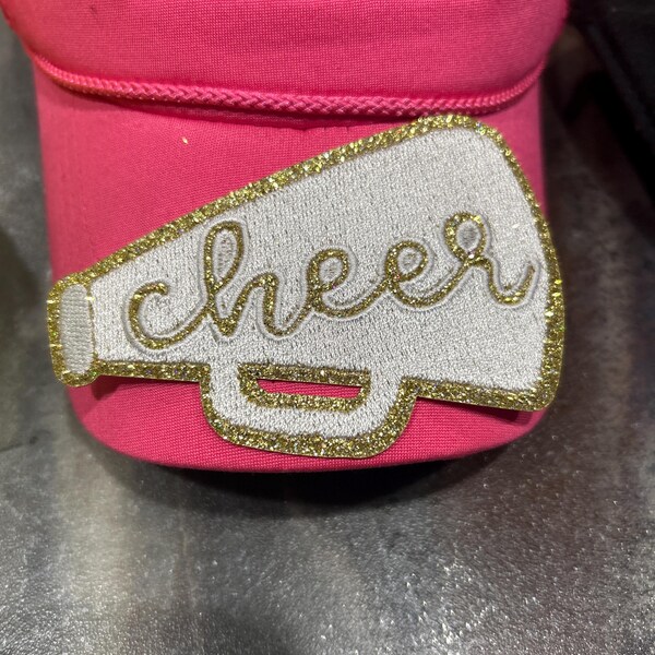 Cheer Megaphone Patch: White & Gold Glitter Iron-on Applique - Etsy