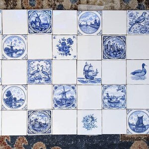 Ceramic Blue Delft Design Set of 4/ 4.25 X 4.25 Kiln Fired Décor Back ...