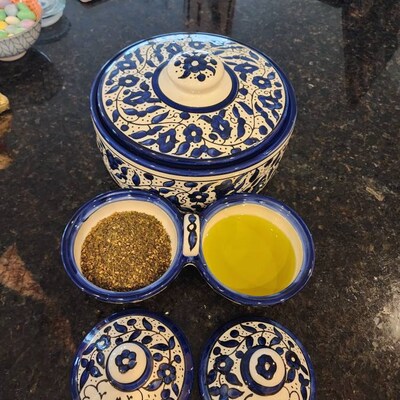 Palestinian Pottery Set of 3 Plates 21cm Green Olive Tree Branch ...