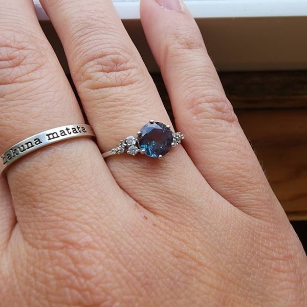 Sterling June Birthstone Ring Round Alexandrite Engagement Ring Rose ...