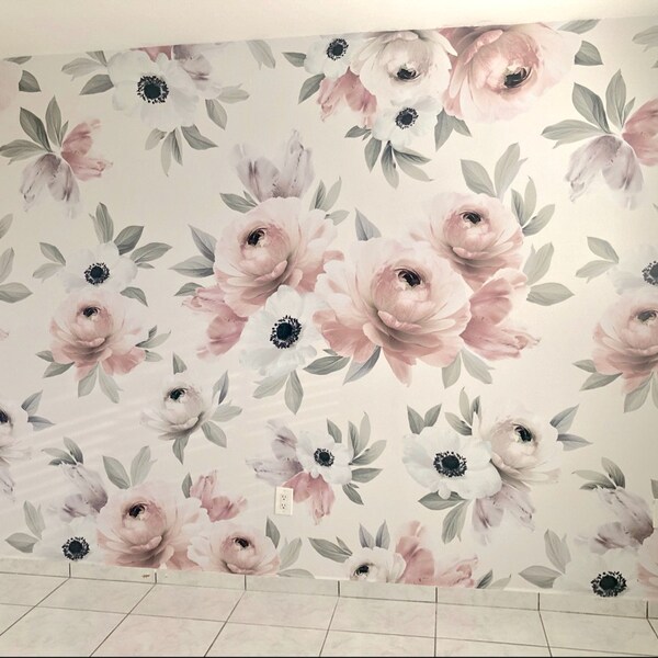 Floral Wallpaper Mural, Spring Flowers, Flower Extra Large Wall Art ...