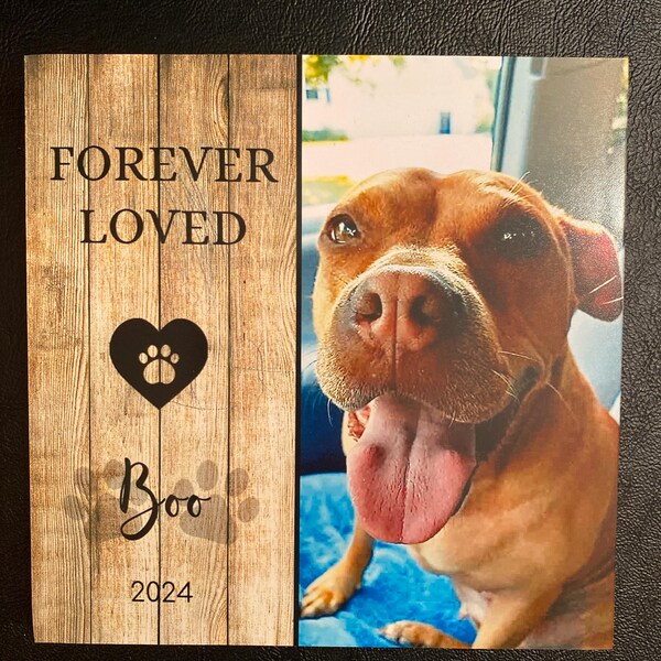 Personalized Pet Memorial Printed 4 or 6 Wood Photo Block Dog Loss Gift ...