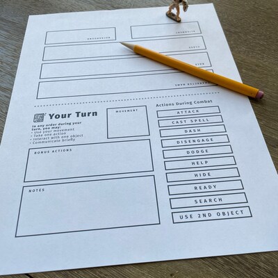 D&D Player Turn Guide Cheat Sheet Dungeons and Dragons,ttrpg, Dnd ...