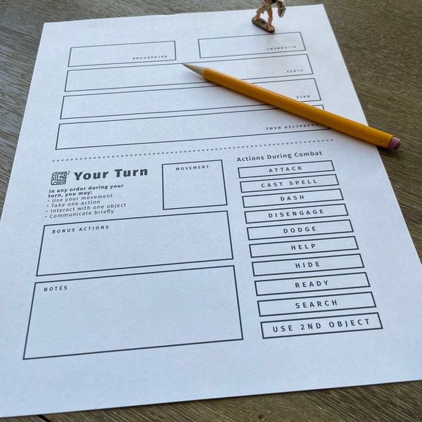 D&D Player Turn Guide | Cheat Sheet | Dungeons and Dragons,ttrpg, Dnd ...