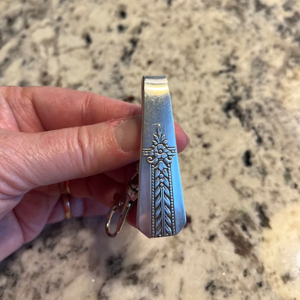 Spoon Handle Purse Hook Key Chain, Engraved Silverware Hand Stamped Key ...