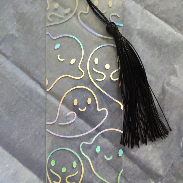 Kawaii Ghost Bookmark: Handmade Acrylic Holographic Vinyl - Etsy