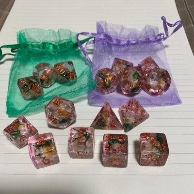 Pine Cone and Feather Wisps Dnd Dice Set, Polyhedral Dice, D&D Dice ...