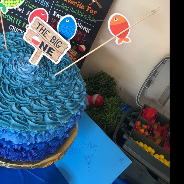 Fishing Cake Toppers, Printable Cake Toppers, the Big One Cake Topper ...