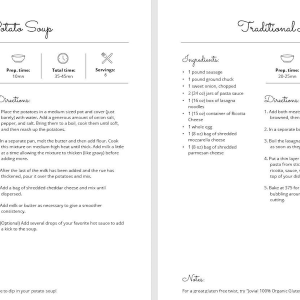 4x6 and 5x7 Recipe Card Template, Recipe Card MS Word Template ...