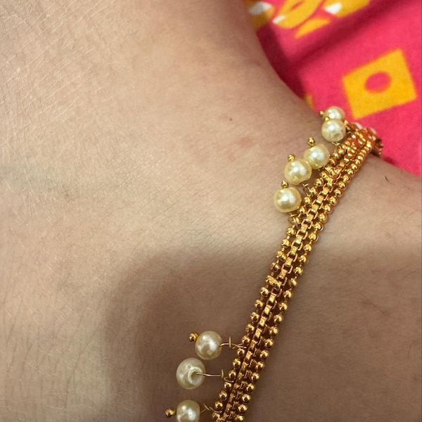 Polki Pearl Kundan Antique Dull Gold Finish Bangles Pair /punjabi ...