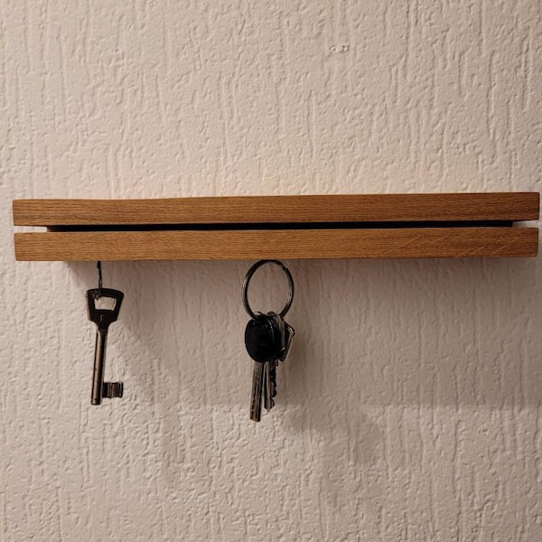 Magnetic Oak Key Rack – Modern Wooden Key Holder – Handmade Wall ...