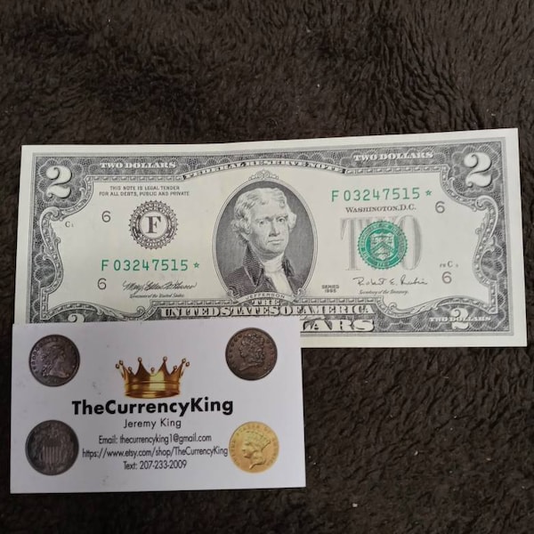 1995 Two Dollar Bill STAR Note Uncirculated Consecutive FREE SHIPPING ...