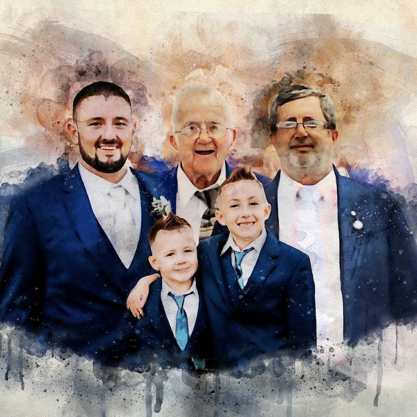 Painted Family Portrait, Loss of Father Gift for Daughter, Memorial ...