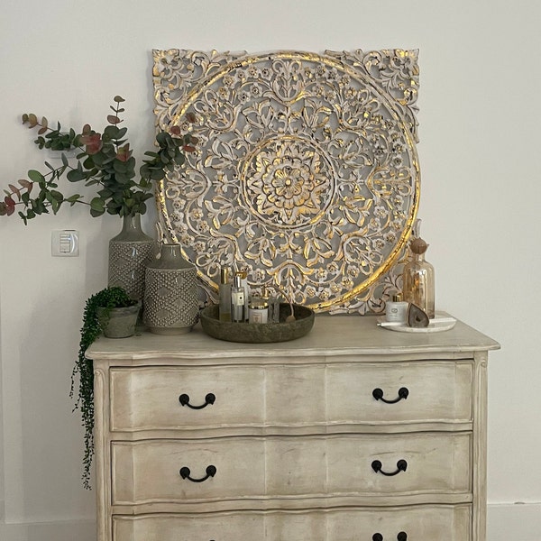 Kraft Mistry Wooden Wall Carving Décor Headboard Panel Deja Medallion ...