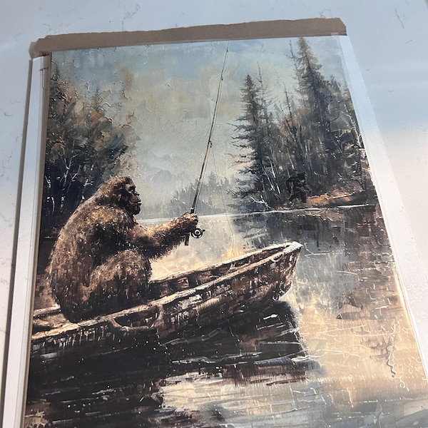 Vintage Sasquatch Bigfoot Art Print 11x14 Inches Unframed Sasquatch Fly ...