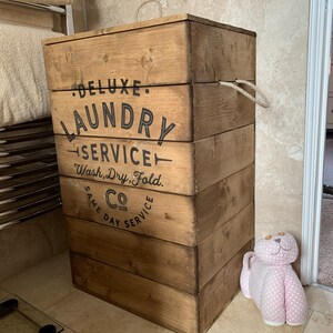 Rustic Wooden Laundry Basket Laundry Crate Washing Basket - Etsy