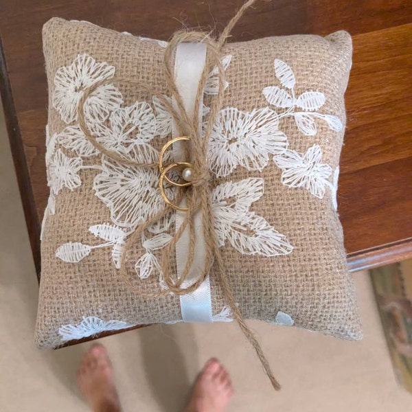 Wedding Ring Pillow, Ring Bearer Box Pillow, Mini Ring Pillow, Rustic ...