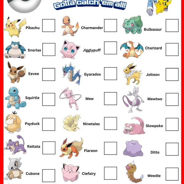 Gotta Catch Them All Scavenger Hunt, Poke Character Treasure Hunt, Poke ...