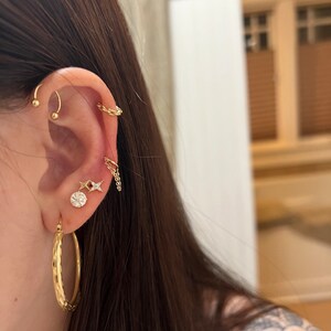 14k Solid Gold Heart Rook Earring Heart Rook Piercing Diamond Curved ...