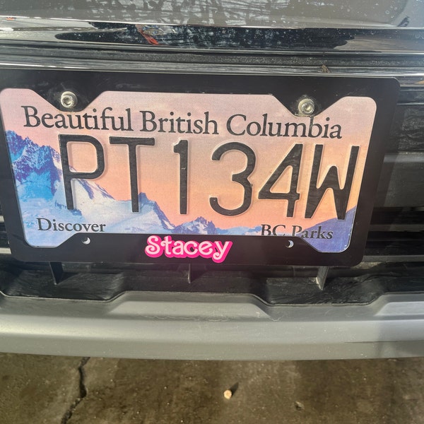 Personalised Name License Plate Frame, Pink Doll Themed Cute Car Decor ...
