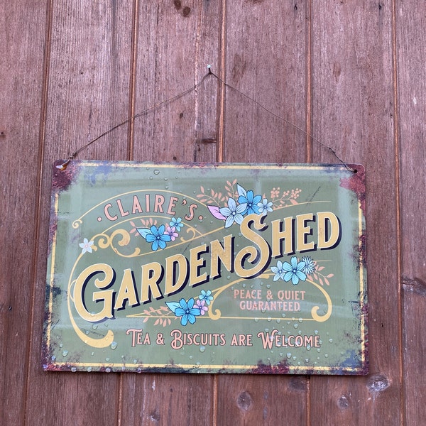 Personalised Garden Shed Sign Metal Wall Door Decor Accessory, Summer ...