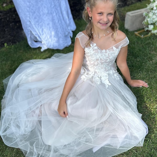 Satin Flower Girl Dress,girl Wedding Dress,ivory Flower Girl Dress ...