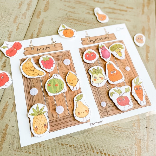 Fruits and Vegetables Sorting Activity Educational Preschool Worksheets ...