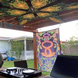 Trippy Tapestry Marijuana Skull V2 Colorful UV Backdrop - Etsy