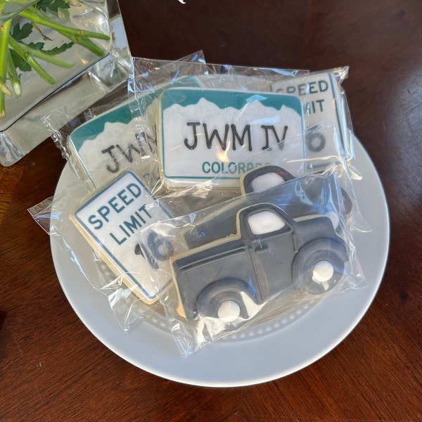 Driving Themed Birthday Sugar Cookies - Decorated Sugar Cookies - Etsy