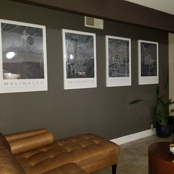 Personalized Map Print, Set of Four, Map Prints, Custom Locations, City ...