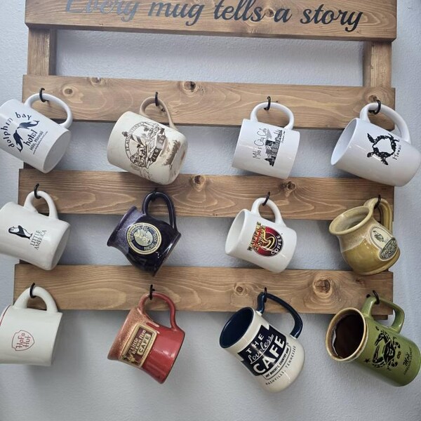 Customizable Coffee Mug Rack – Wall Mounted Coffee Bar Organizer ...