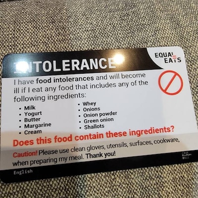 Customized Food Allergy Card Custom Translation Card Select From 500 ...