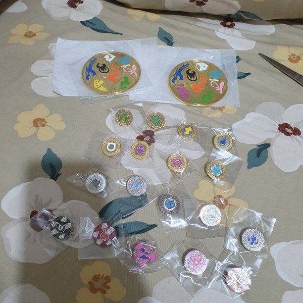 Complete Gary Oak Kanto Rival Pokemon Gym Badge Set of 10 Anime ...