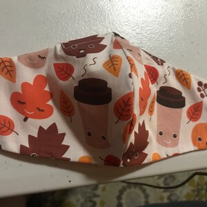 Fall Coffee Fabric Kawaii Autumn Leaves and Pumpkin Spice - Etsy