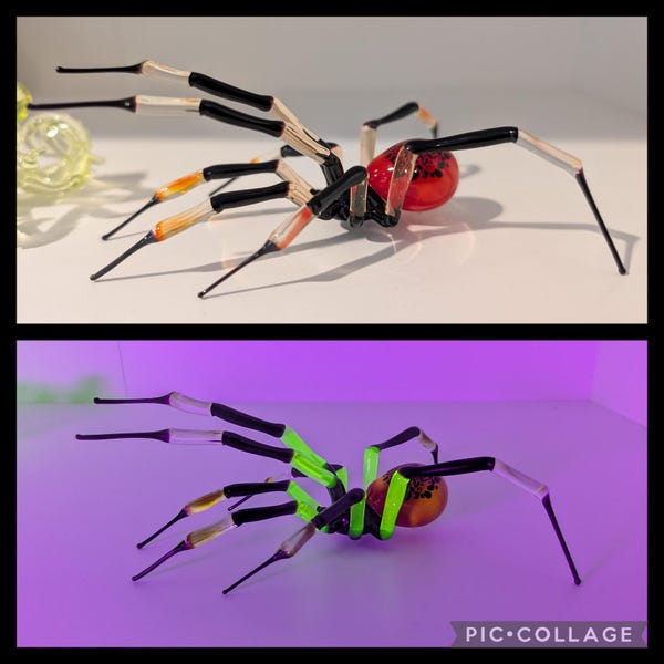 Red Uranium Glass Spider Uranium Vaseline Glass Figurine Spider Glass ...