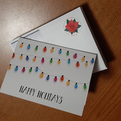 24 Holiday Greeting Cards With String Lights Blank Holiday Cards ...