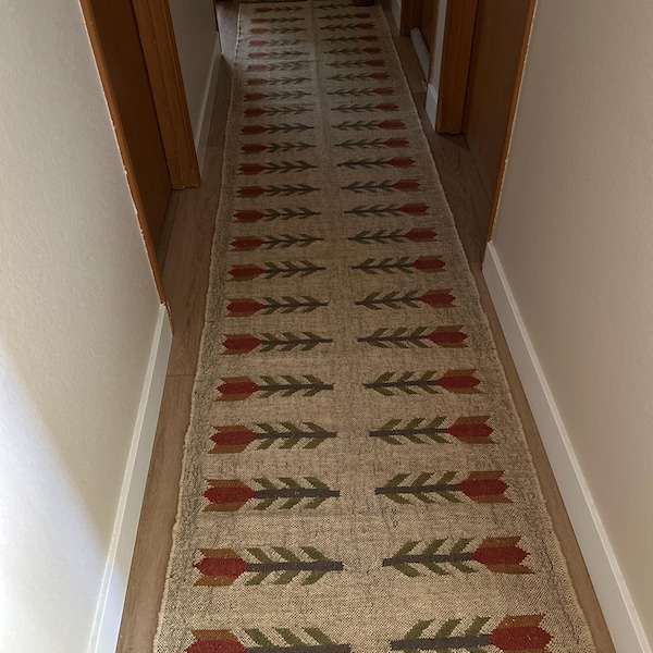 Wool Jute Runner Rug for Stairs, Handwoven Runner Rug, Kilim Runner Rug ...