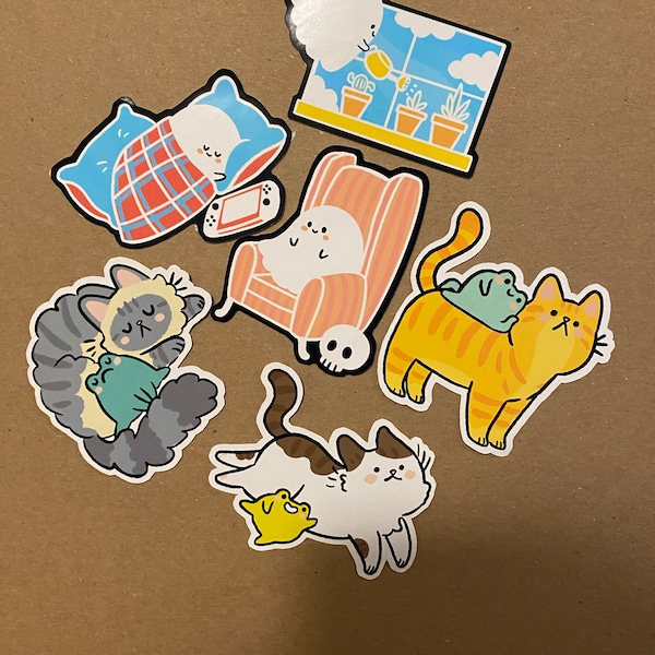 Mogs & Frogs Super Cute Stickers Set of 3 Gloss Illustrated Stickers ...