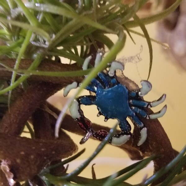 2 Blue Crab Charms Silver Blue Enamel Crab Pendants Crab Lover's ...