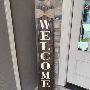 Farmhouse Rustic Wood Welcome Sign, Vertical Wooden Welcome Sign ...