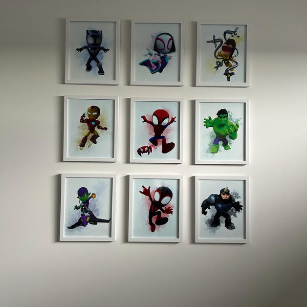 Set of 6 Superhero Affirmation Art Print Superhero Spiderman Iron Man ...