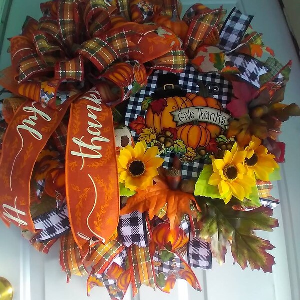 8" Round Fall Wreath Sign, Fall Wreath Sign, Sunflower Wreath Sign ...