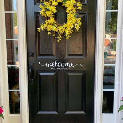No Soliciting Welcome Decal Cute Welcome Sticker Greeting for - Etsy