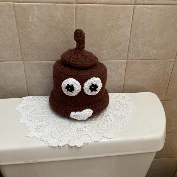 Crocheted Poop Emoji Toilet Paper Roll Cover - Adorable Handmade Animal ...