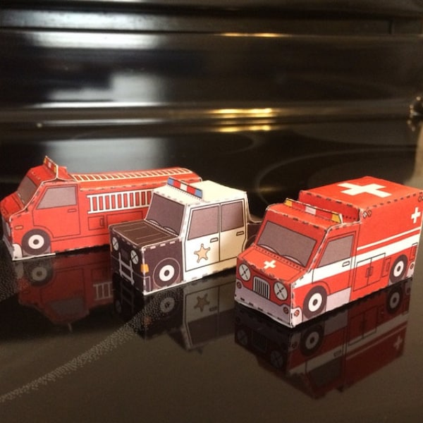 Emergency Vehicles Paper Toy Vehicle Models Set of 3 - Etsy