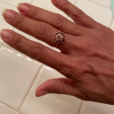 Exceptional Vintage New 14K Yellow Gold Double Synthetic Blue Star ...