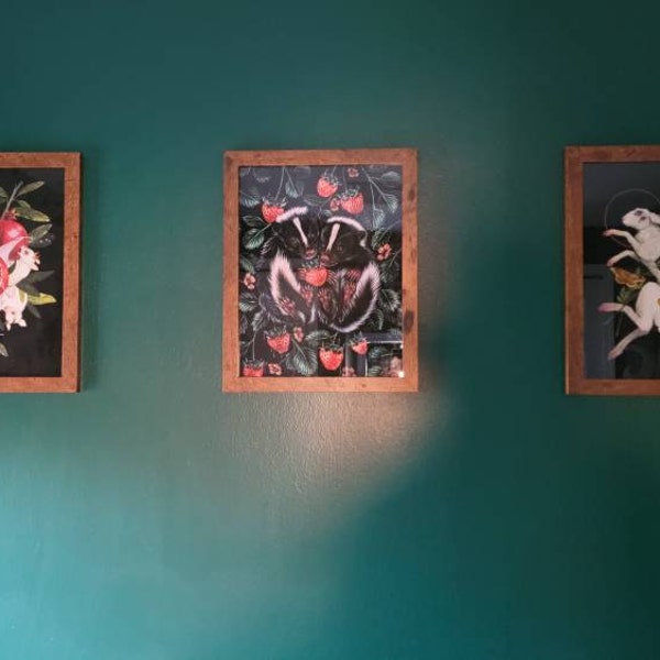 White Rabbit With Poppy Flowers- Giclee Print From Original Hand ...