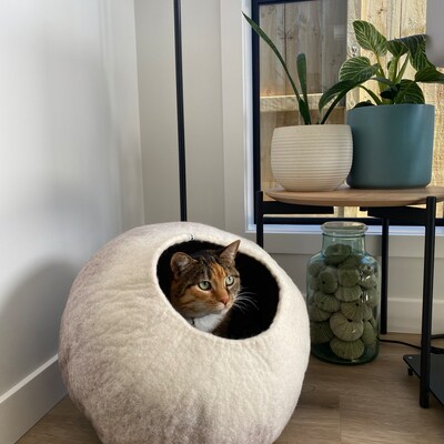 Cat Nap Cocoon / Pet Cave / Kitty Bed /dog House / Felt Vessel Hand ...