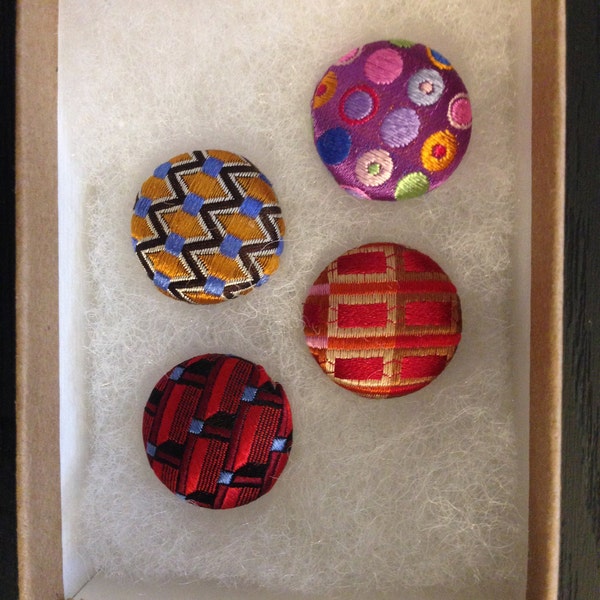 Green Blue Purple Silk Round Lapel Pin Silk Button Lapel Pins Men ...