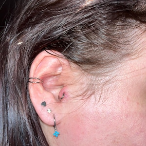 14K Solid Gold Vertical Helix Piercing/hidden Rook Dangle Earring ...